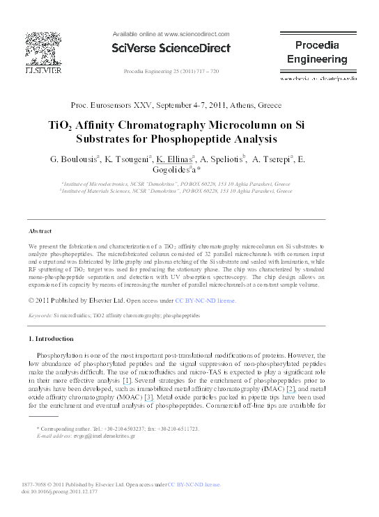(PDF) TiO2 Affinity Chromatography Microcolumn on Si Substrates for ...