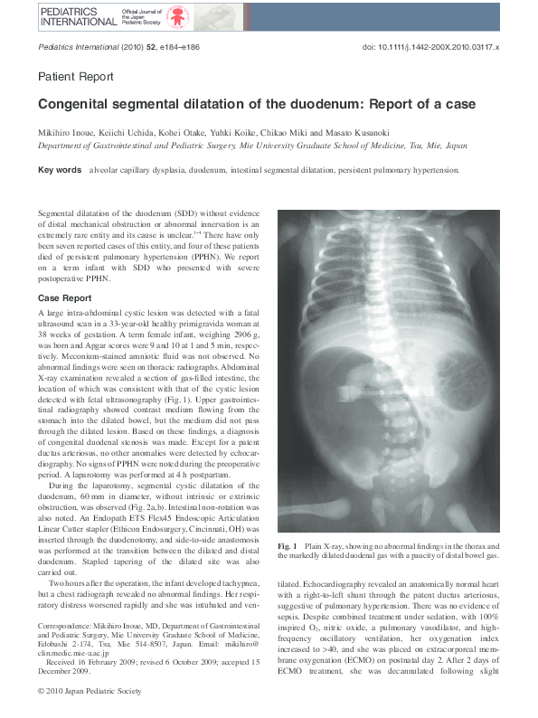 (PDF) Congenital segmental dilatation of the duodenum: report of a case ...