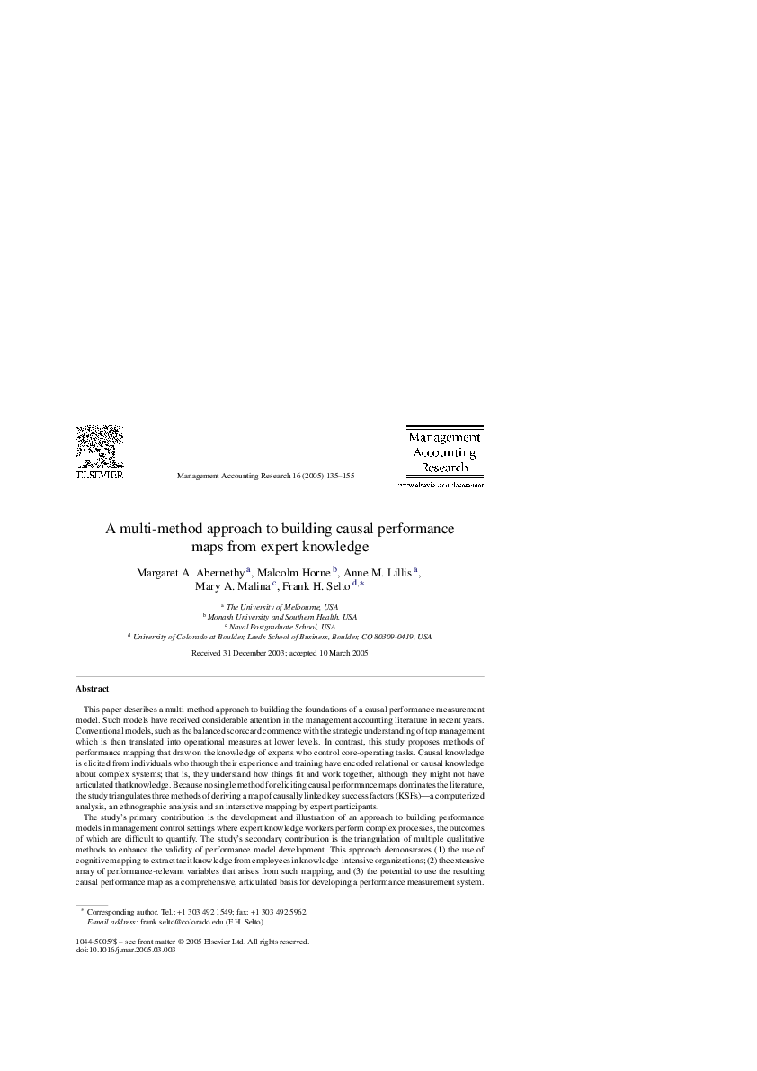 Pdf A Multi Method Approach To Building Causal Performance Maps From