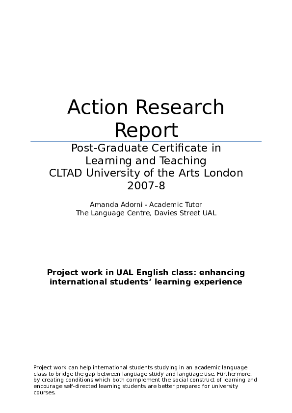 (DOC) Project work in UAL English class: enhancing international ...