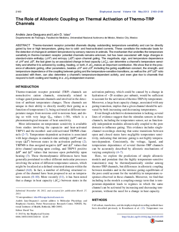 (PDF) The Role of Allosteric Coupling on Thermal Activation of Thermo ...