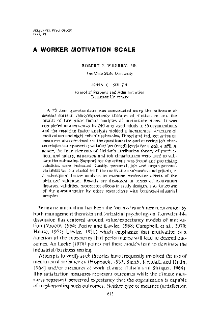 (PDF) A WORKER MOTIVATION SCALE