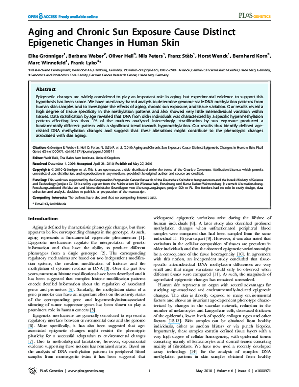 (PDF) Aging and Chronic Sun Exposure Cause Distinct Epigenetic Changes ...