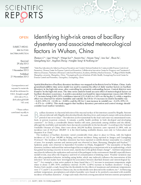(PDF) Identifying high-risk areas of bacillary dysentery and associated ...