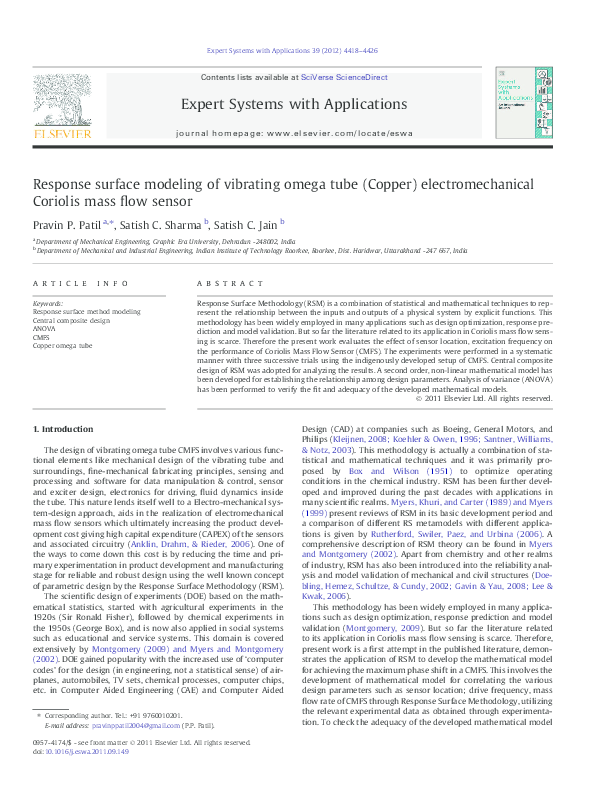 (PDF) Response surface modeling of vibrating omega tube (Copper ...