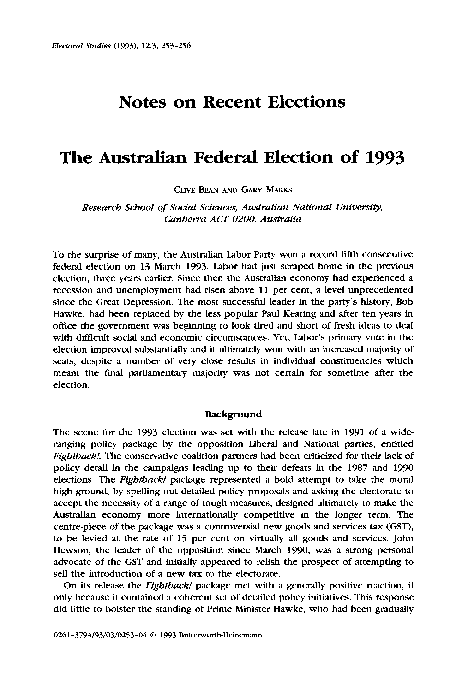 (PDF) THE AUSTRALIAN FEDERAL-ELECTION OF 1993