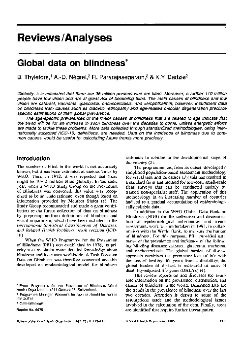 (PDF) Global data on blindness