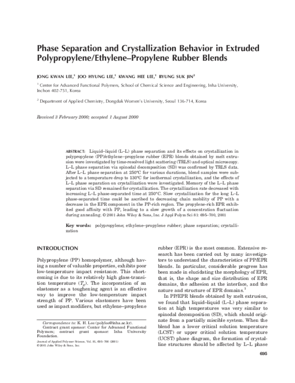 (PDF) Phase separation and crystallization behavior in extruded ...