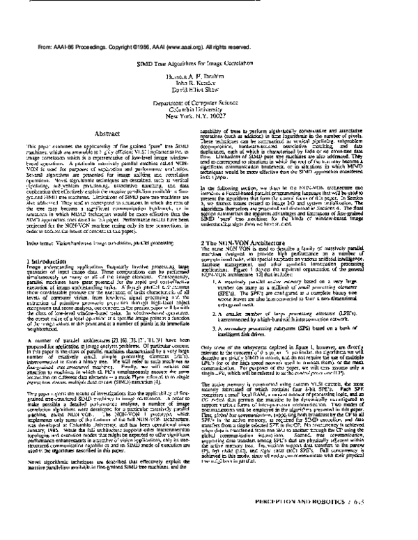 Pdf Simd Tree Algorithms For Image Correlation