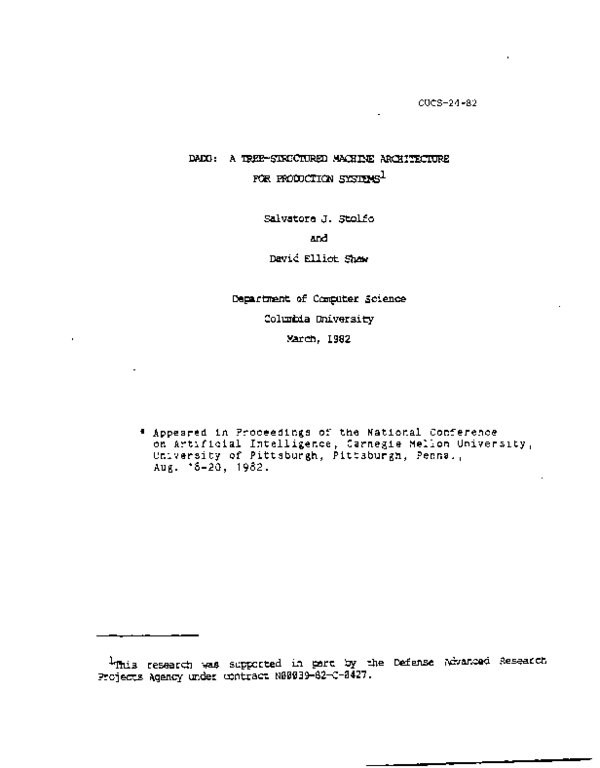 (PDF) DADO: A Tree-Structured Machine Architecture for Production Systems