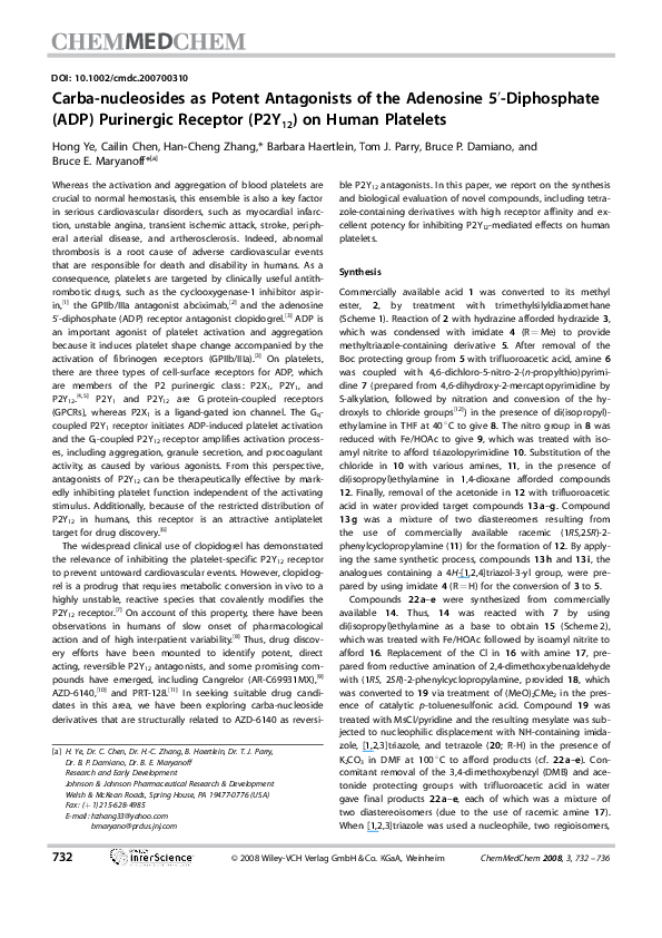 (PDF) Carba-nucleosides as Potent Antagonists of the Adenosine 5 ...