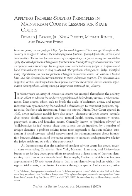 (PDF) Applying Problem-Solving Principles in Mainstream Courts: Lessons ...