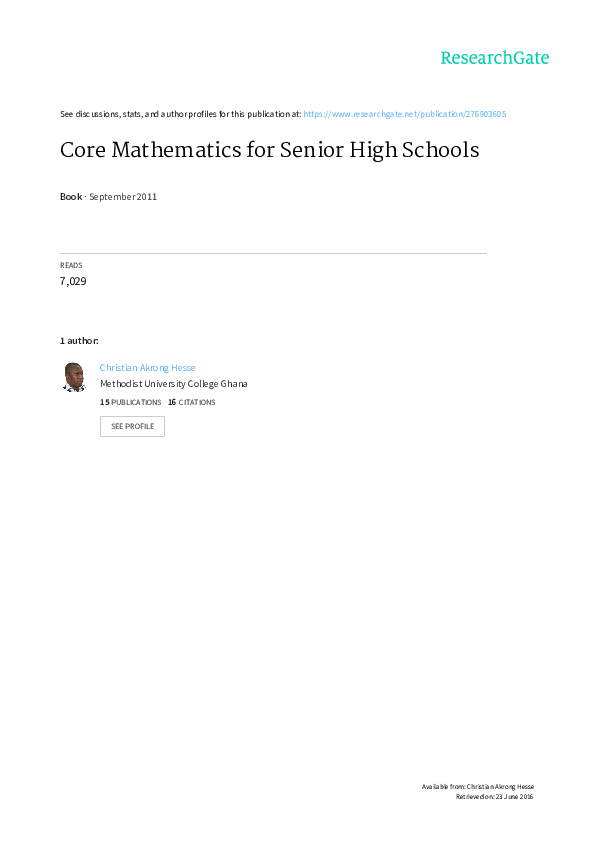 (PDF) Core Mathematics for Senior High Schools