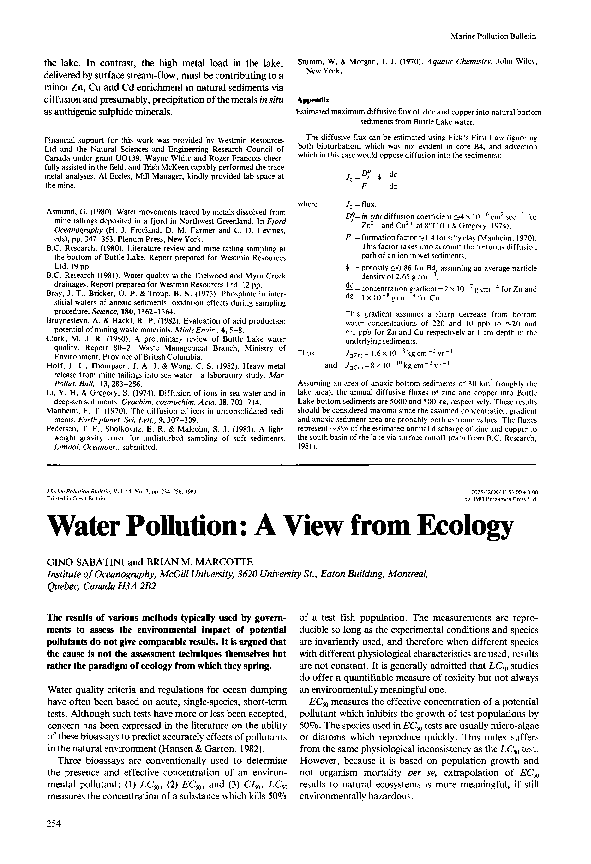 (PDF) Water pollution: A view from ecology