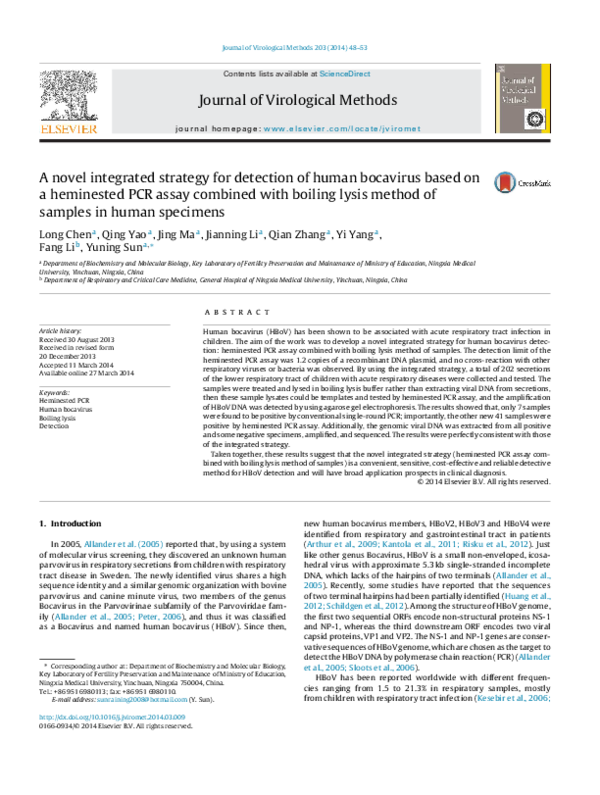 (PDF) A novel integrated strategy for detection of human bocavirus ...