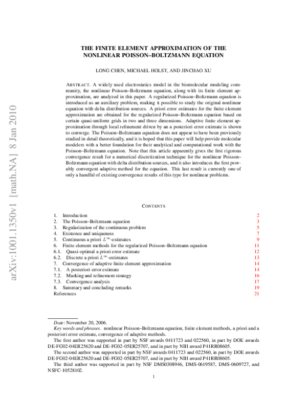 Pdf The Finite Element Approximation Of The Nonlinear Poisson