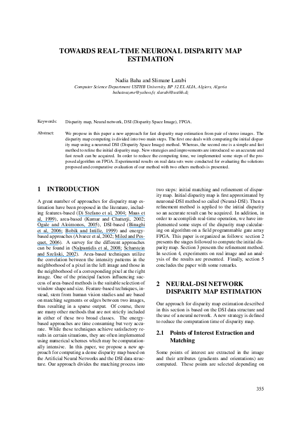(PDF) Towards Real-time Neuronal Disparity Map Estimation