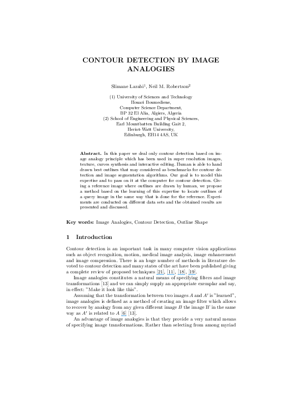 (PDF) Contour Detection by Image Analogies