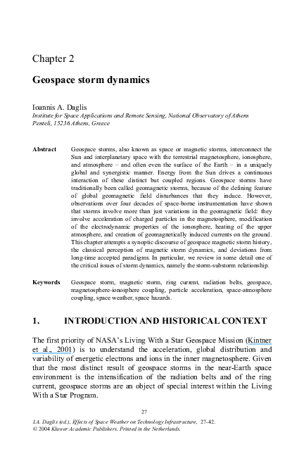 (PDF) Geospace storm dynamics