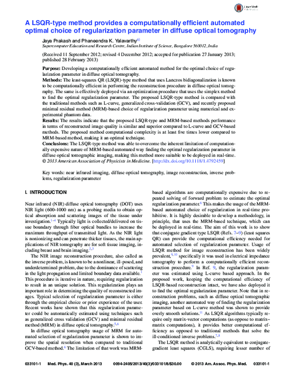 Pdf A Lsqr Type Method Provides A Computationally Efficient Automated