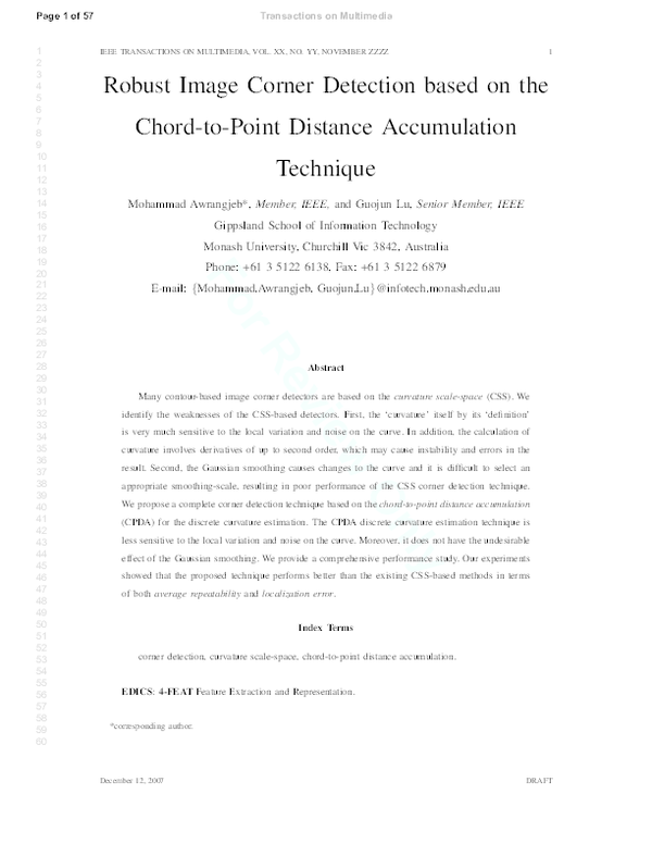 Pdf Robust Image Corner Detection Based On The Chord To Point Distance Accumulation Technique