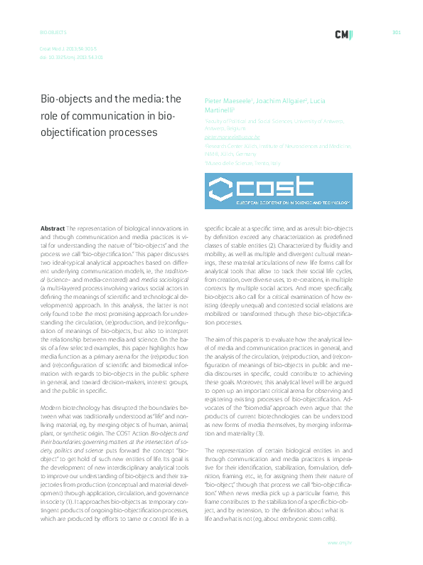 (PDF) Bio-objects and the media: the role of communication in bio ...