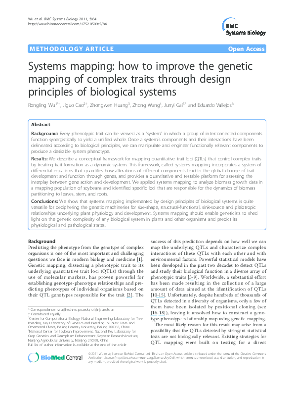 Pdf Systems Mapping How To Improve The Genetic Mapping Of Complex