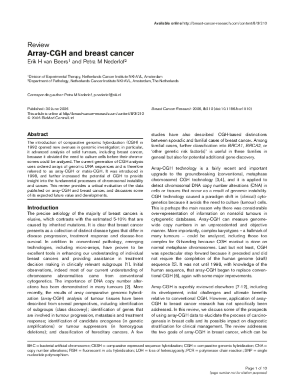 (PDF) Array-CGH and breast cancer