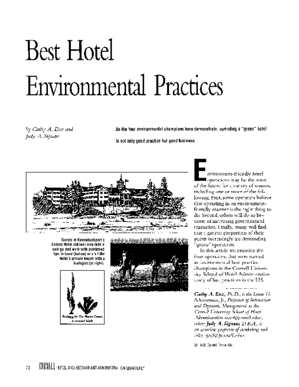 (PDF) Best hotel environmental practices