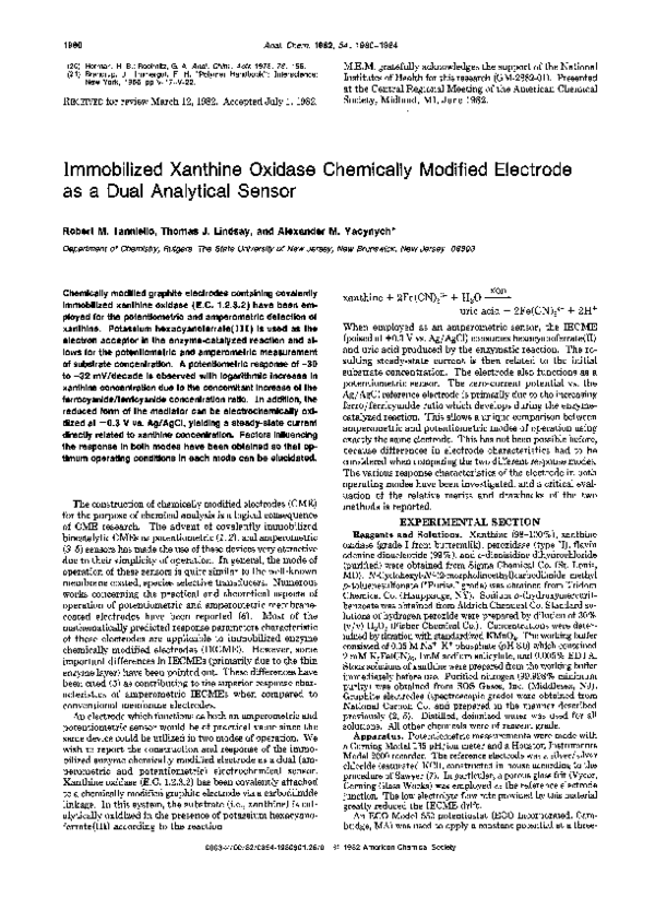 (PDF) Immobilized xanthine oxidase chemically modified electrode as a ...
