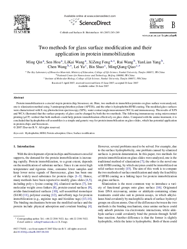 (PDF) Two methods for glass surface modification and their application ...