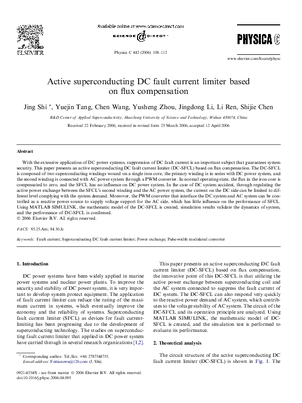 Pdf Active Superconducting Dc Fault Current Limiter Based On Flux