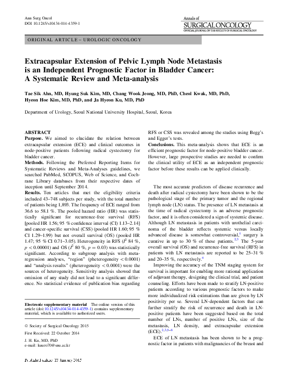 (PDF) Extracapsular Extension of Pelvic Lymph Node Metastasis is an Independent Prognostic ...