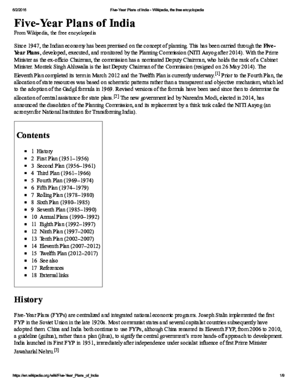 (PDF) Five­Year Plans of India
