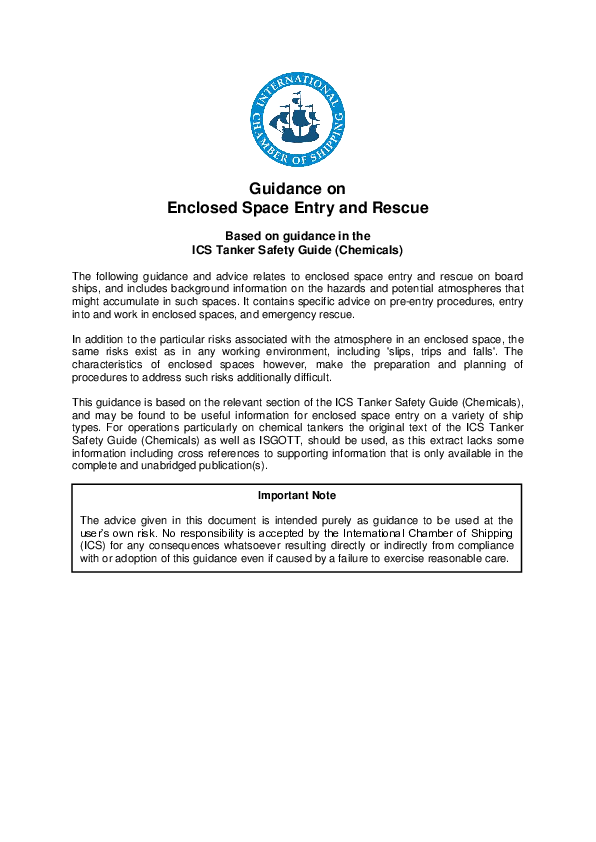 (PDF) Guidance on Enclosed Space Entry and Rescue Based on guidance in ...