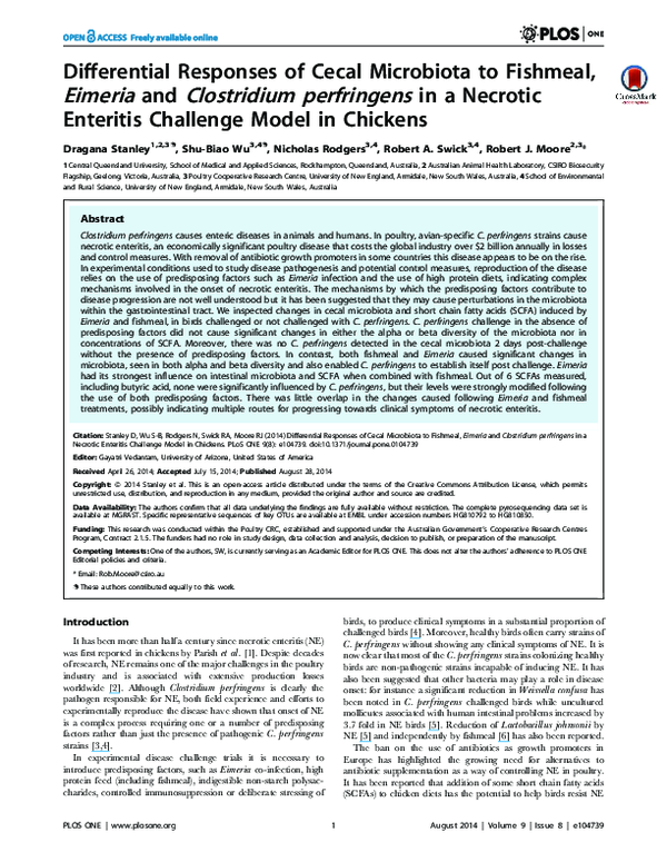 (PDF) Differential responses of cecal microbiota to fishmeal, Eimeria ...