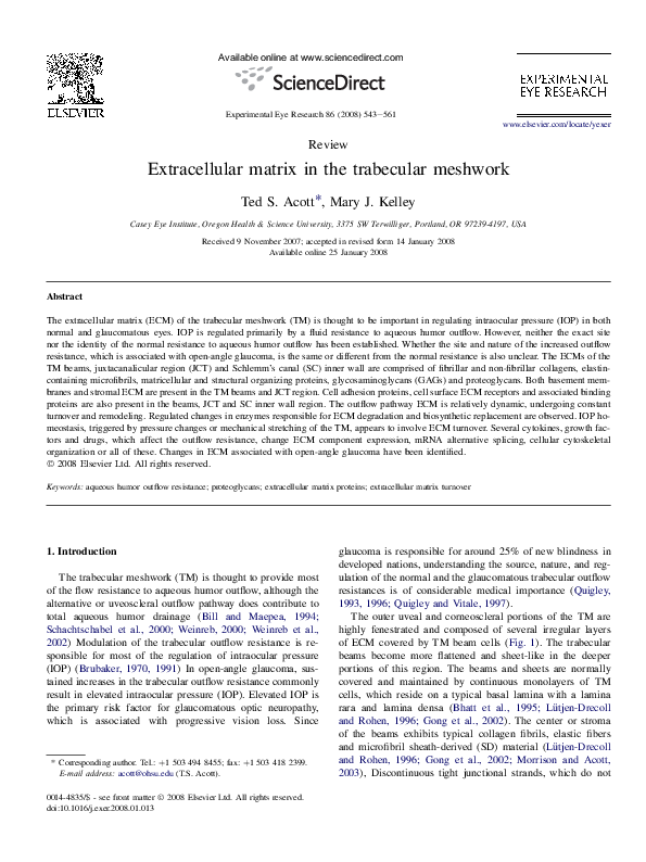 (PDF) Extracellular matrix in the trabecular meshwork