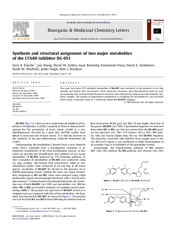 (PDF) Synthesis and structural assignment of two major metabolites of ...
