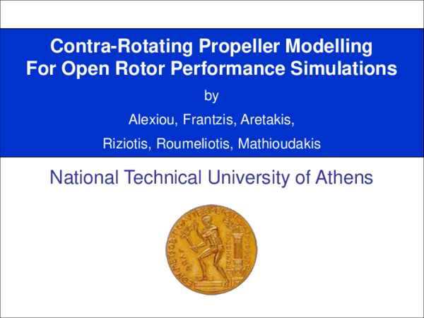 (PDF) Contra-Rotating Propeller Modelling For Open Rotor Performance Simulations