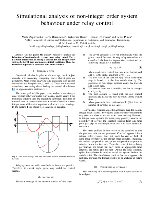 Pdf Simulational Analysis Of Non Integer System Behaviour Under Relay