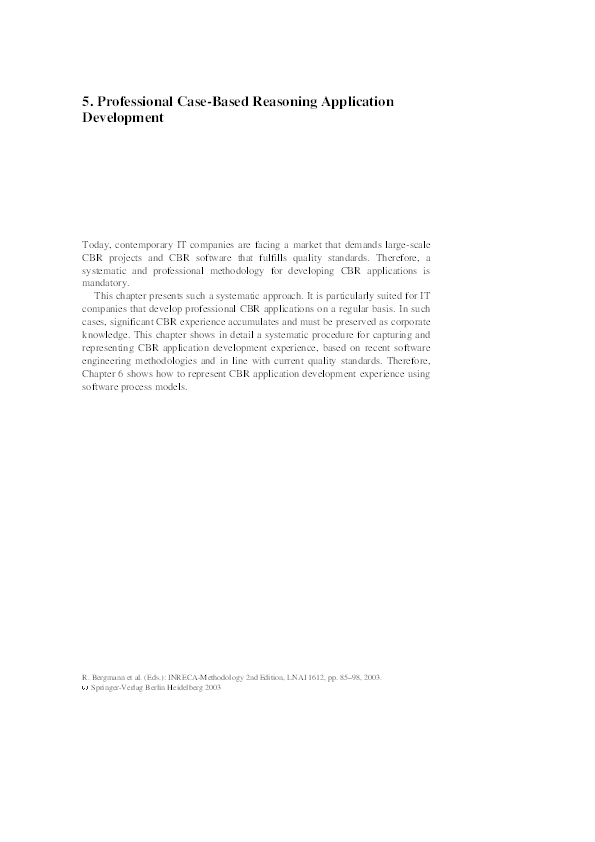 (PDF) 5. Professional Case-Based Reasoning Application Development