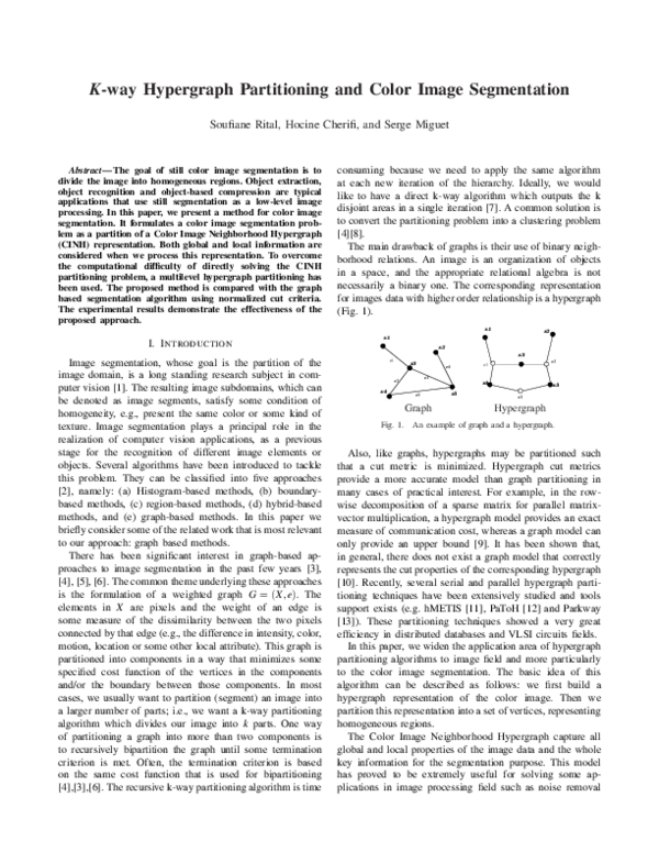Pdf K Way Hypergraph Partitioning And Color Image Segmentation 4089