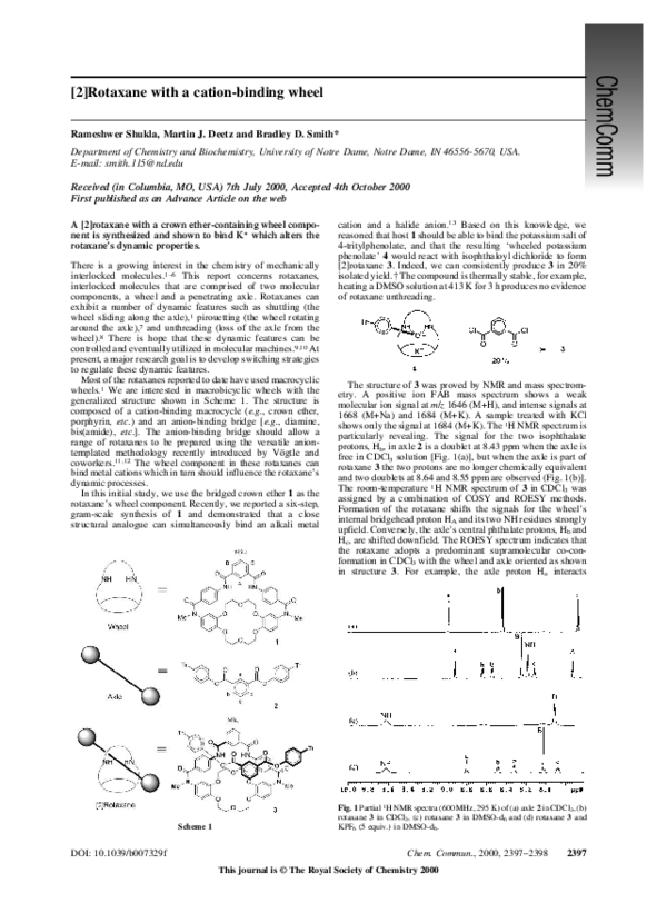 (PDF) 2]Rotaxane with a cation-binding wheel