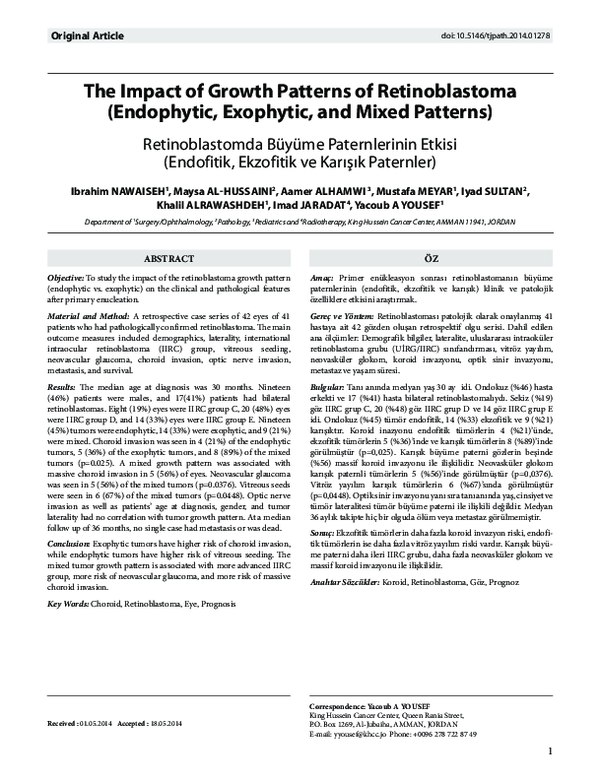 (PDF) The impact of growth patterns of retinoblastoma (endophytic ...
