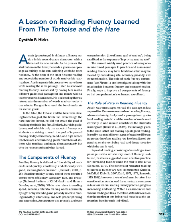 (PDF) A Lesson on Reading Fluency Learned From The Tortoise and the Hare