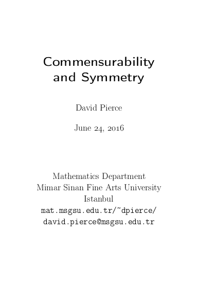 (PDF) Commensurability and Symmetry | David Pierce - Academia.edu