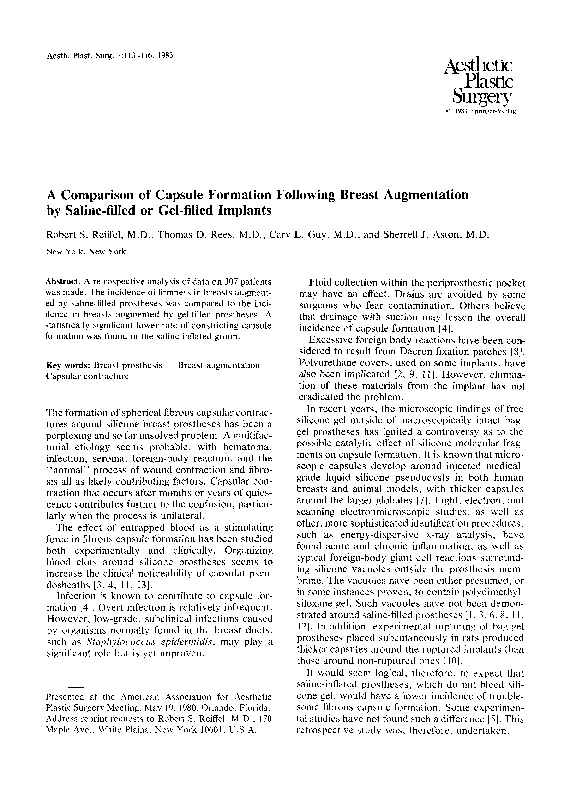 (PDF) A comparison of capsule formation following breast augmentation ...
