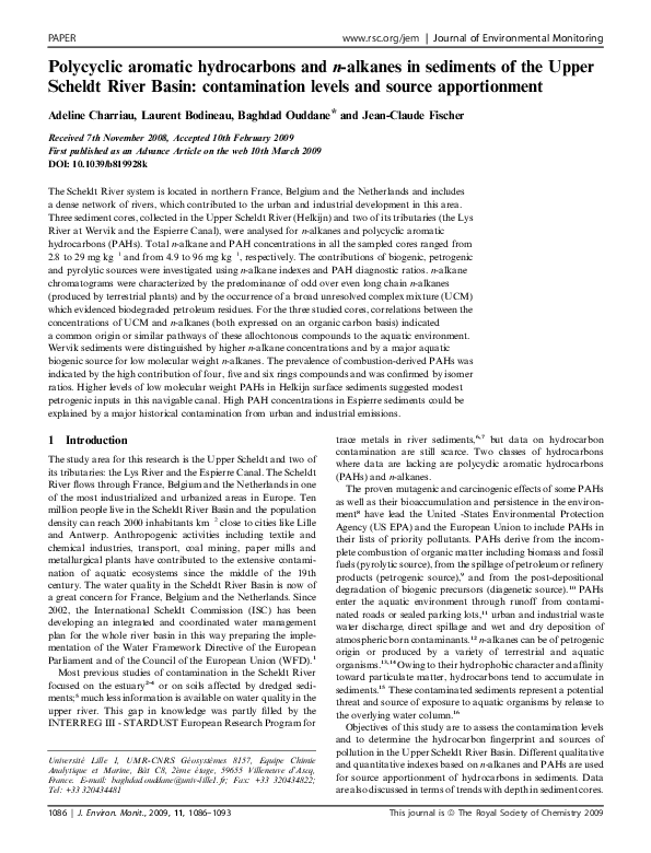 (PDF) Polycyclic aromatic hydrocarbons and n-alkanes in sediments of the Upper Scheldt River ...