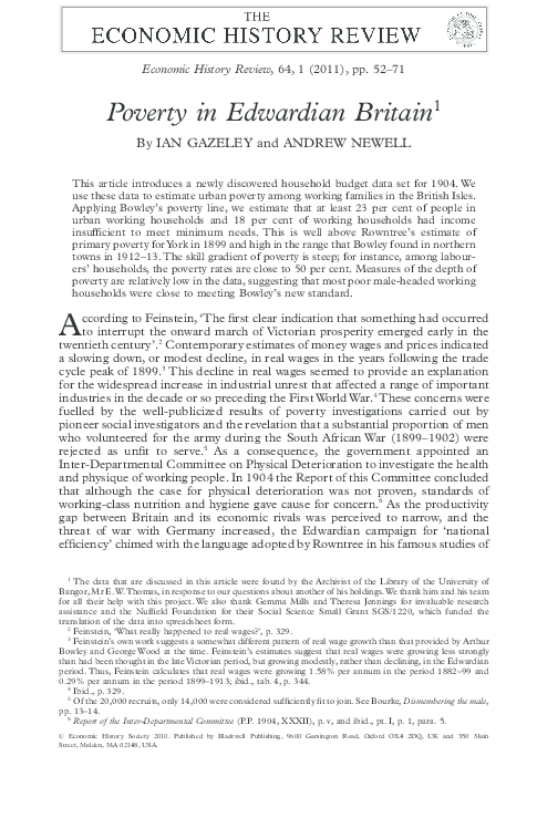 (PDF) Poverty in Edwardian Britain