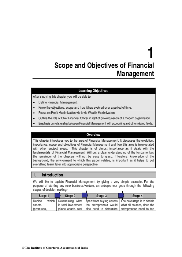 (PDF) Scope and Objectives of Financial Management Learning Objectives